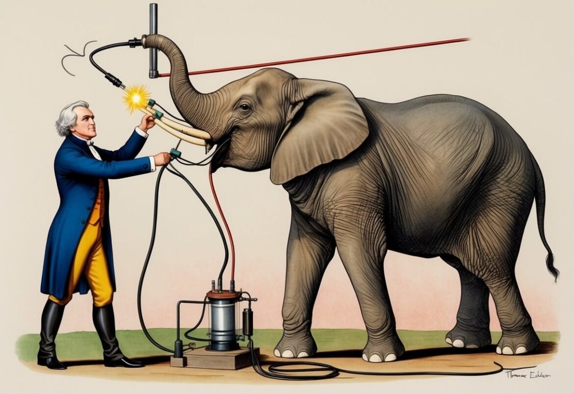 Thomas Edison Electrocuting an Elephant: AC vs DC Battle - Evolution ...